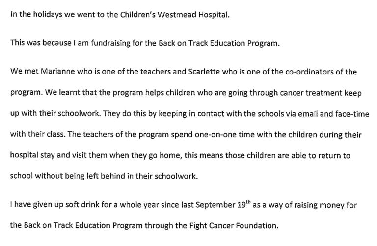 Emily gives hope to kids with cancer | Fight Cancer Foundation